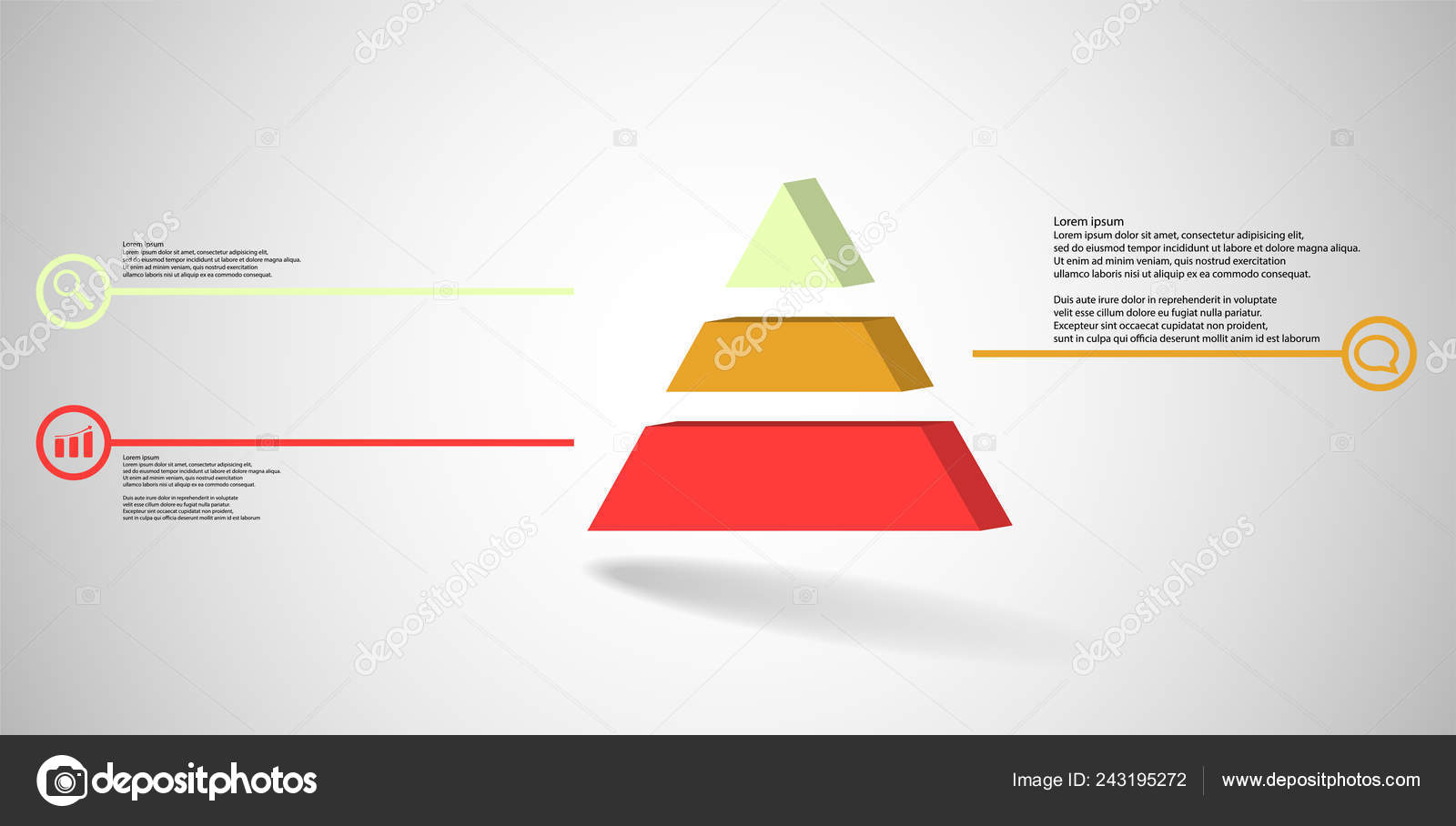 Illustration Infographic Template Embossed Triangle Divided Three Color ...