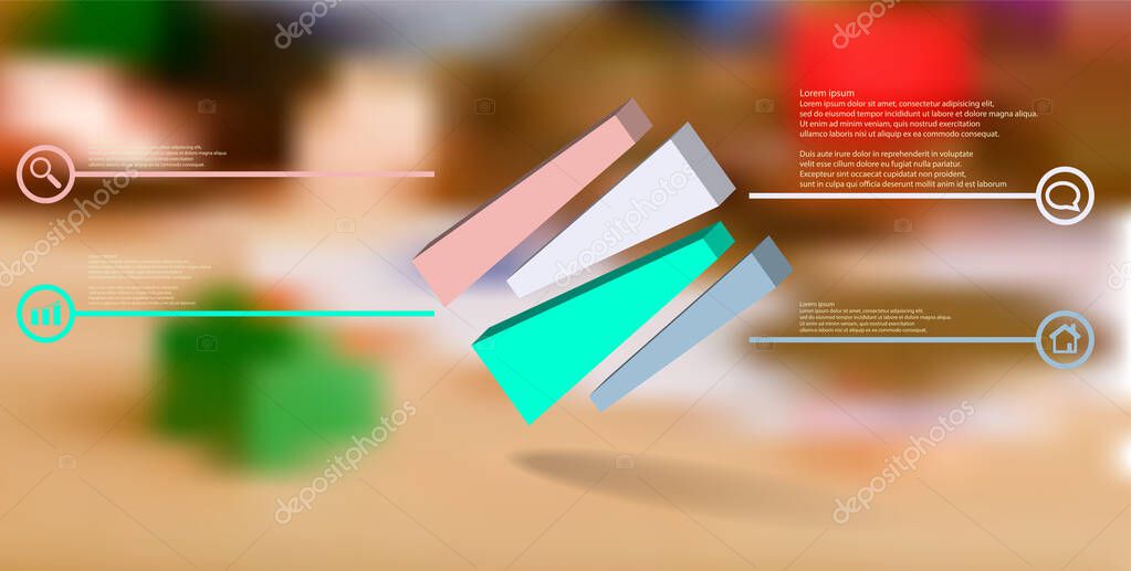 Plantilla de infograf a de ilustraci n 3D con cubo en relieve dividido aleatoriamente en cuatro ...