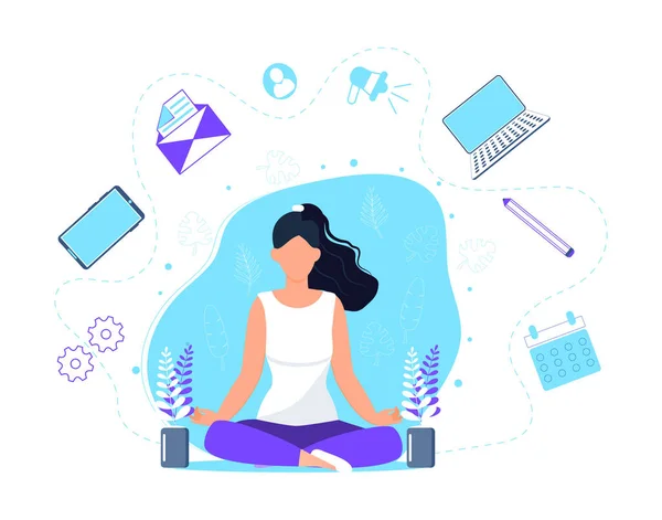 Business yoga concept vector. Office meditation, self-improvement ...