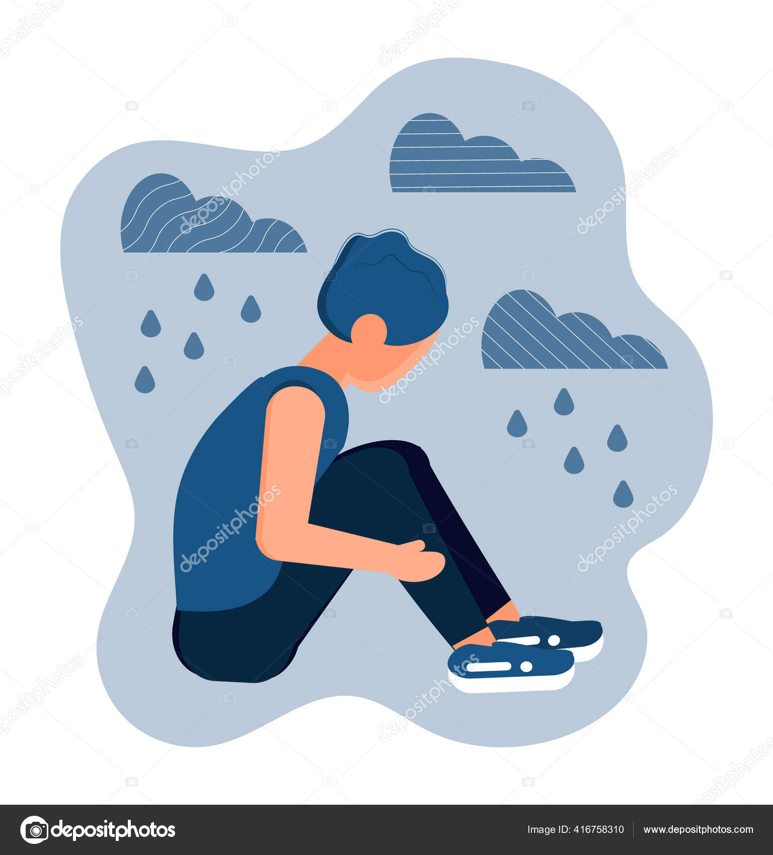 Stressed Frustrated Boy Concept Vector Scene Accusation Life Depression ...