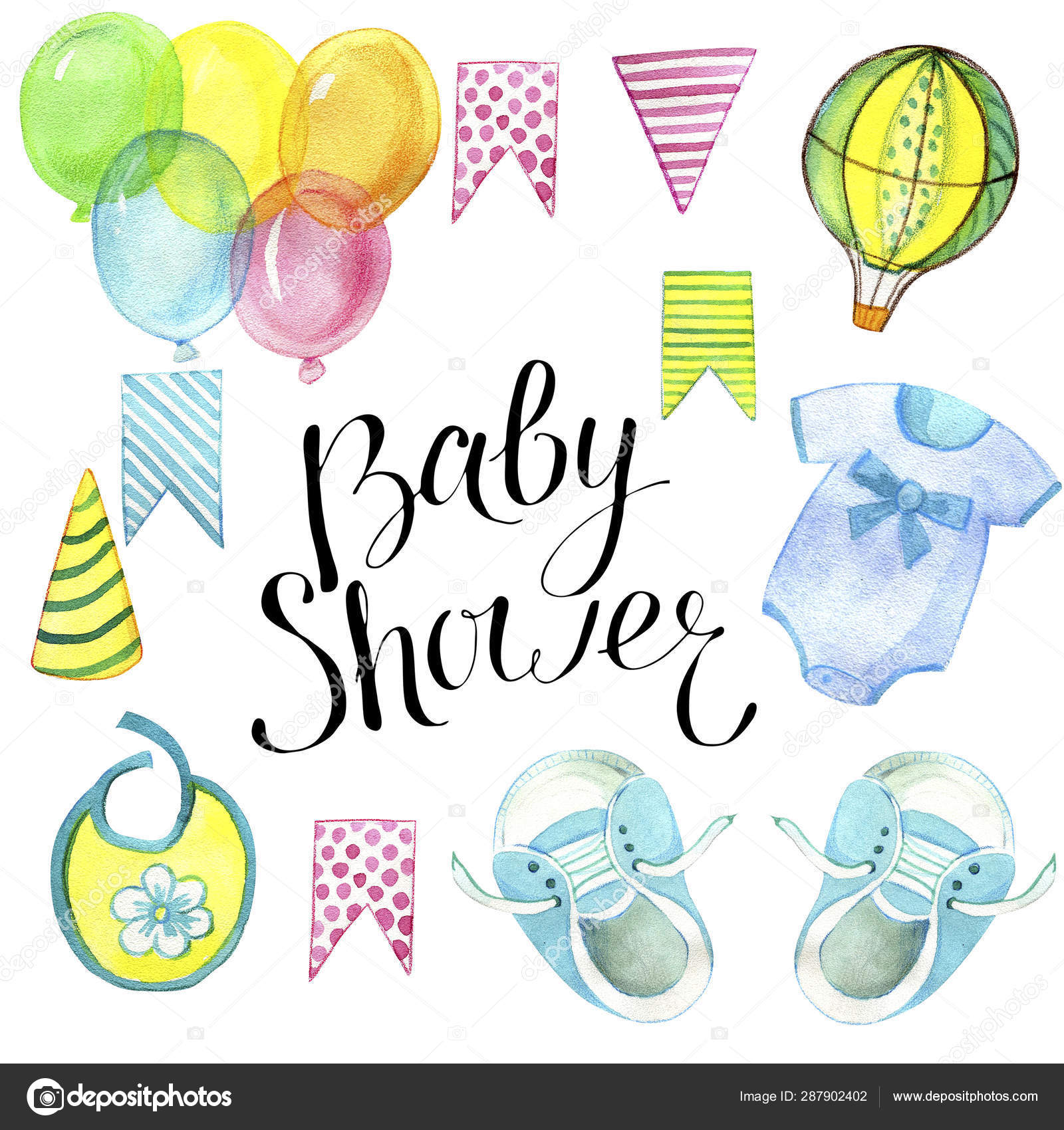 A set of cute elements for a greeting card with a newborn — Stock Photo ...