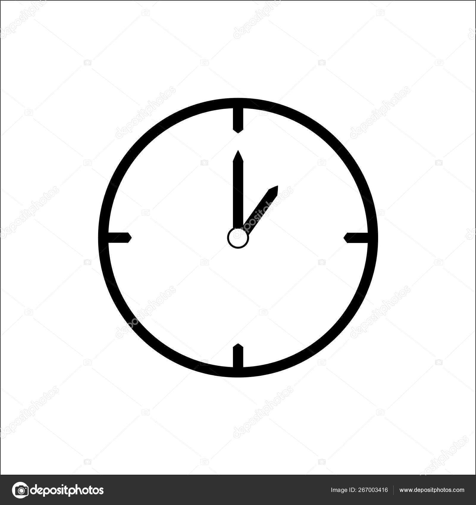 Black thin line clock icon (1 o'clock) - vector illustration Stock ...