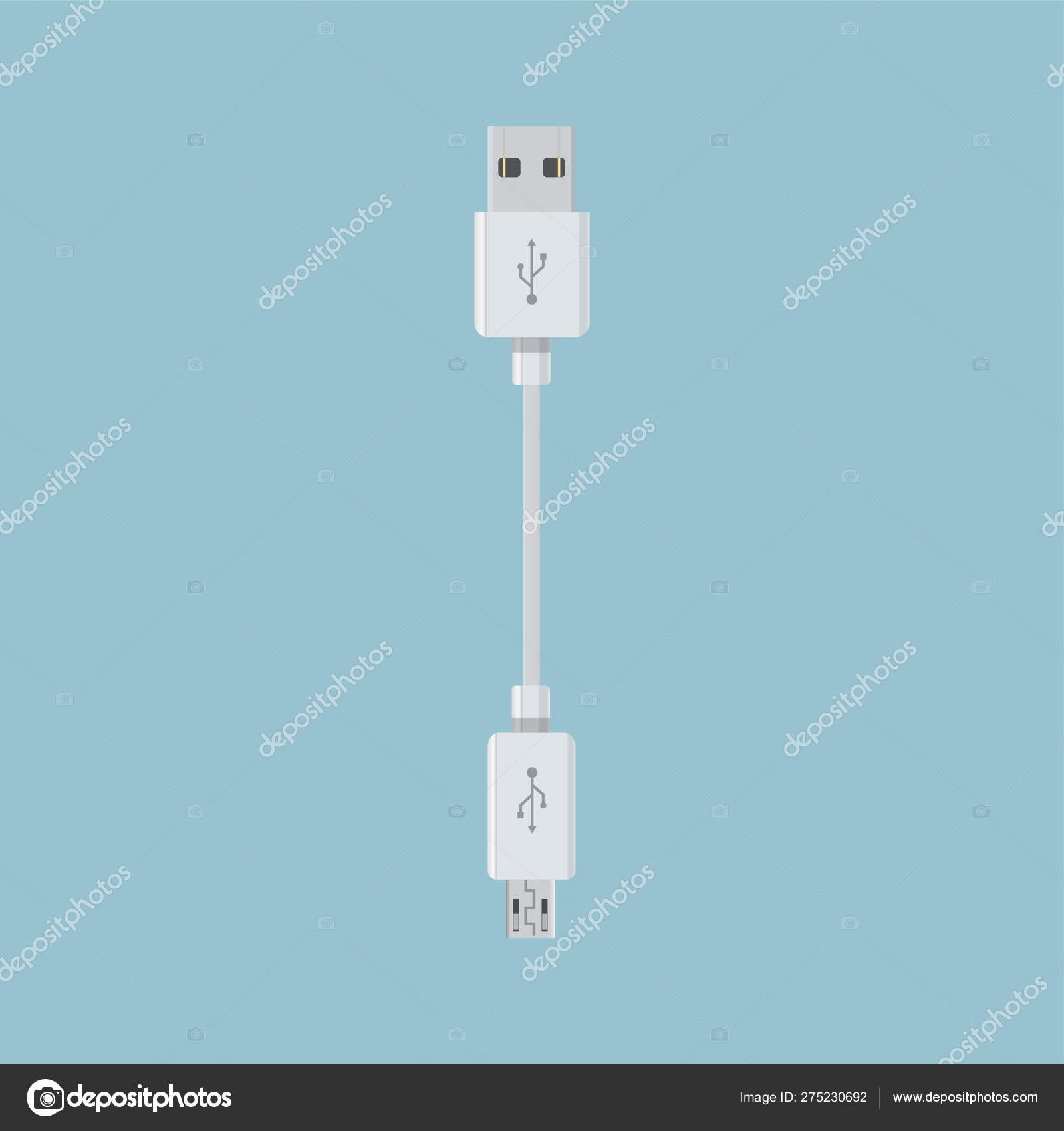 Realistic usb cable for device connection vector Stock Vector by ...