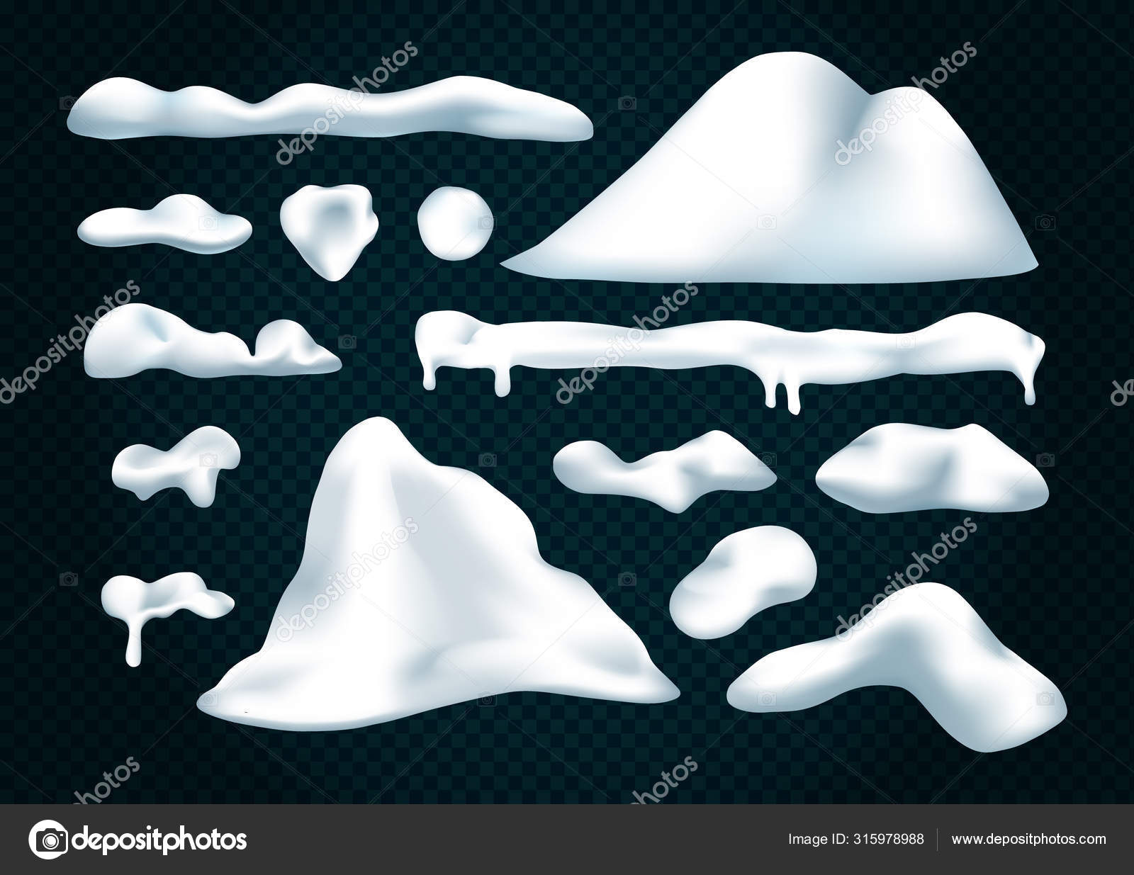 Vector set of snow caps. Stock Vector Image by ©KingVector #315978988