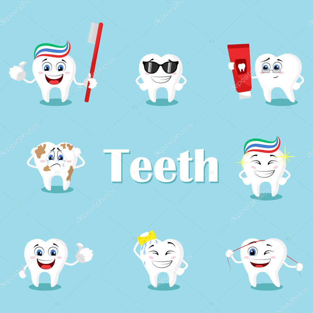 Dientes de dibujos animados. Vector 2024