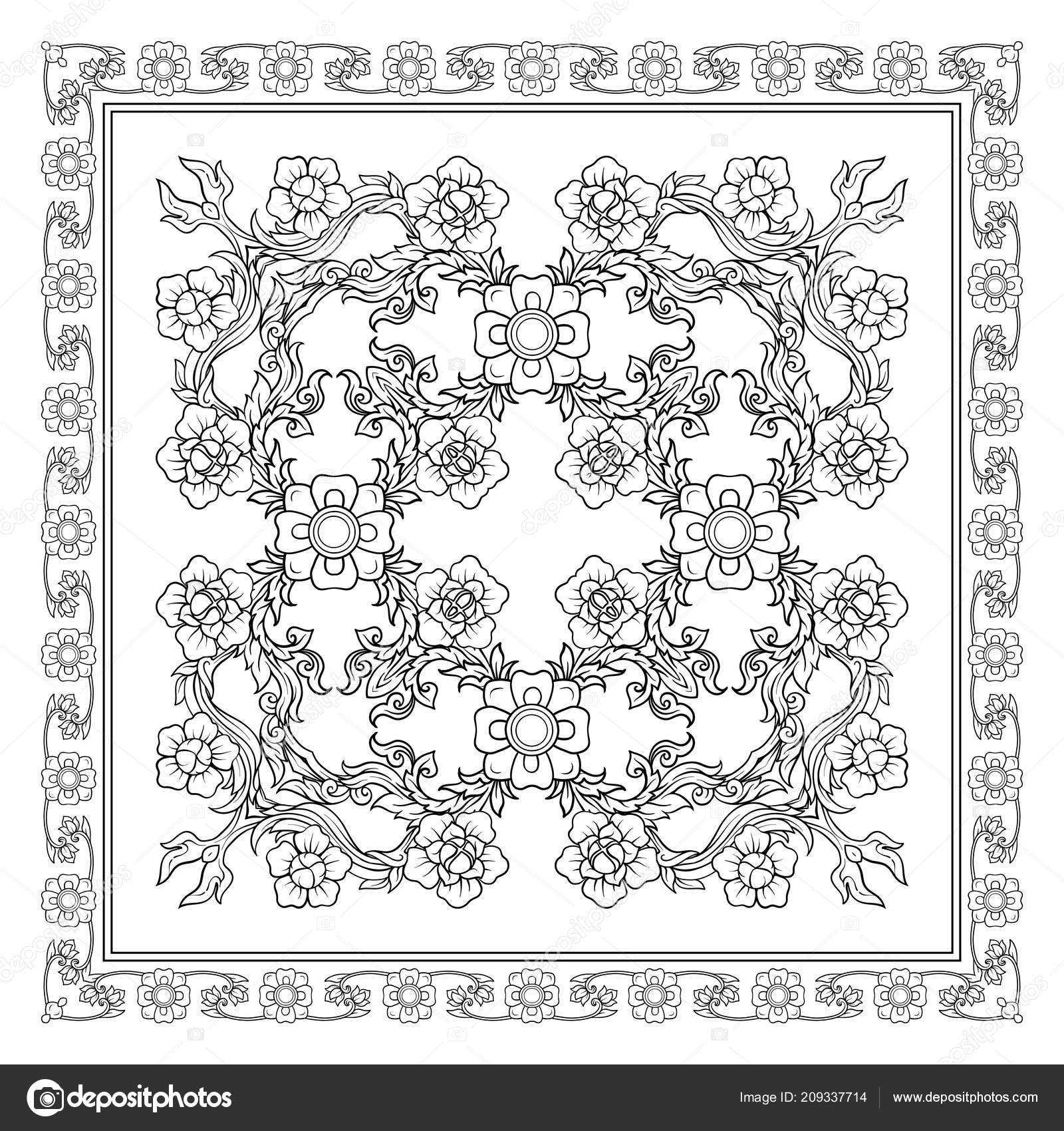 Square pattern with decorative outline elements of traditional Stock ...
