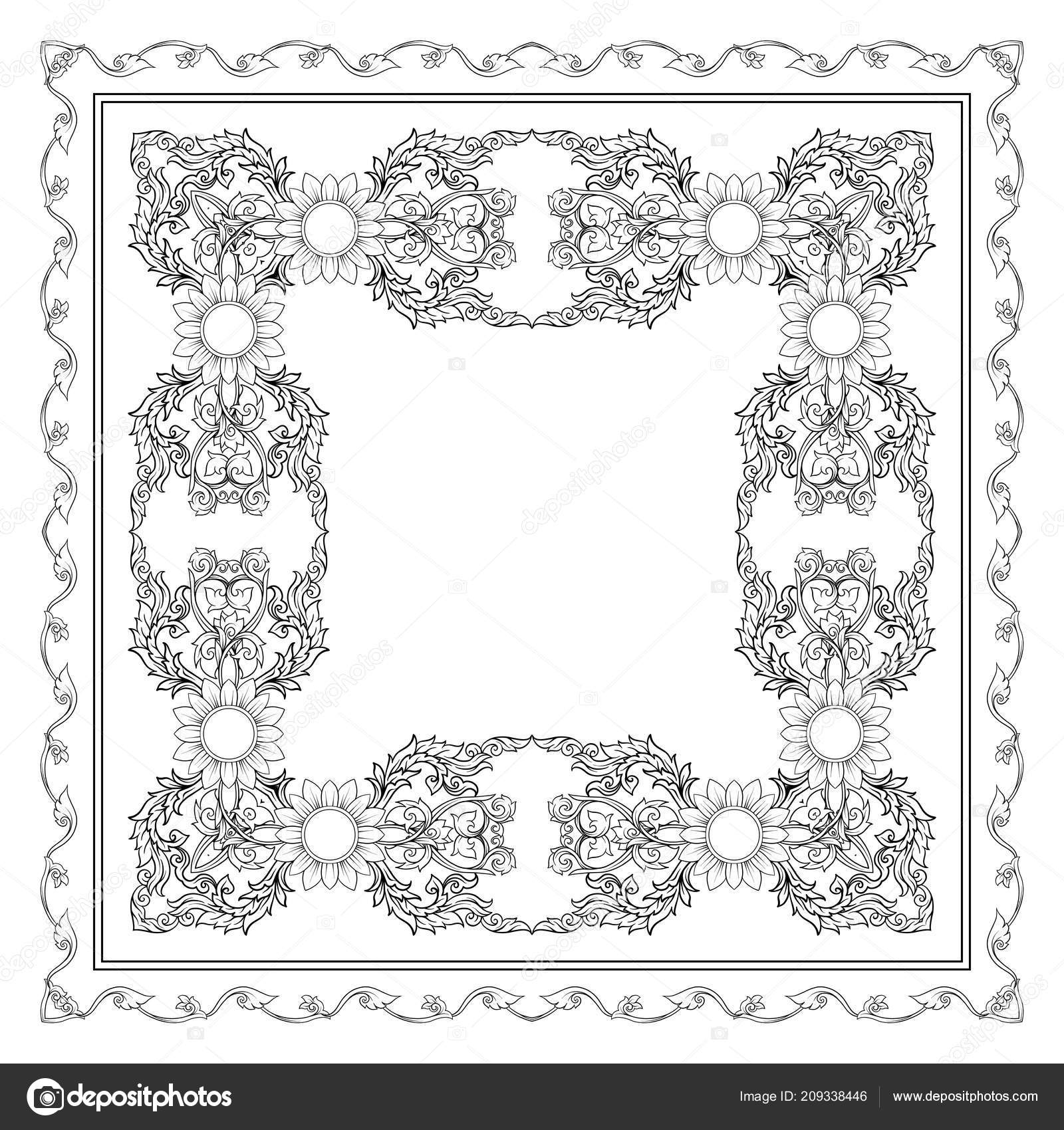 Square pattern with decorative outline elements of traditional Stock ...