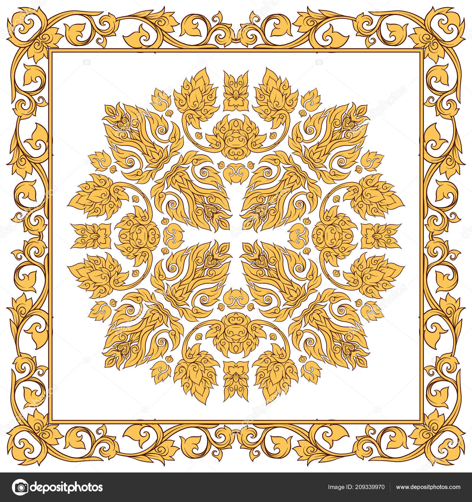 Square pattern with decorative outline elements of traditional Stock ...