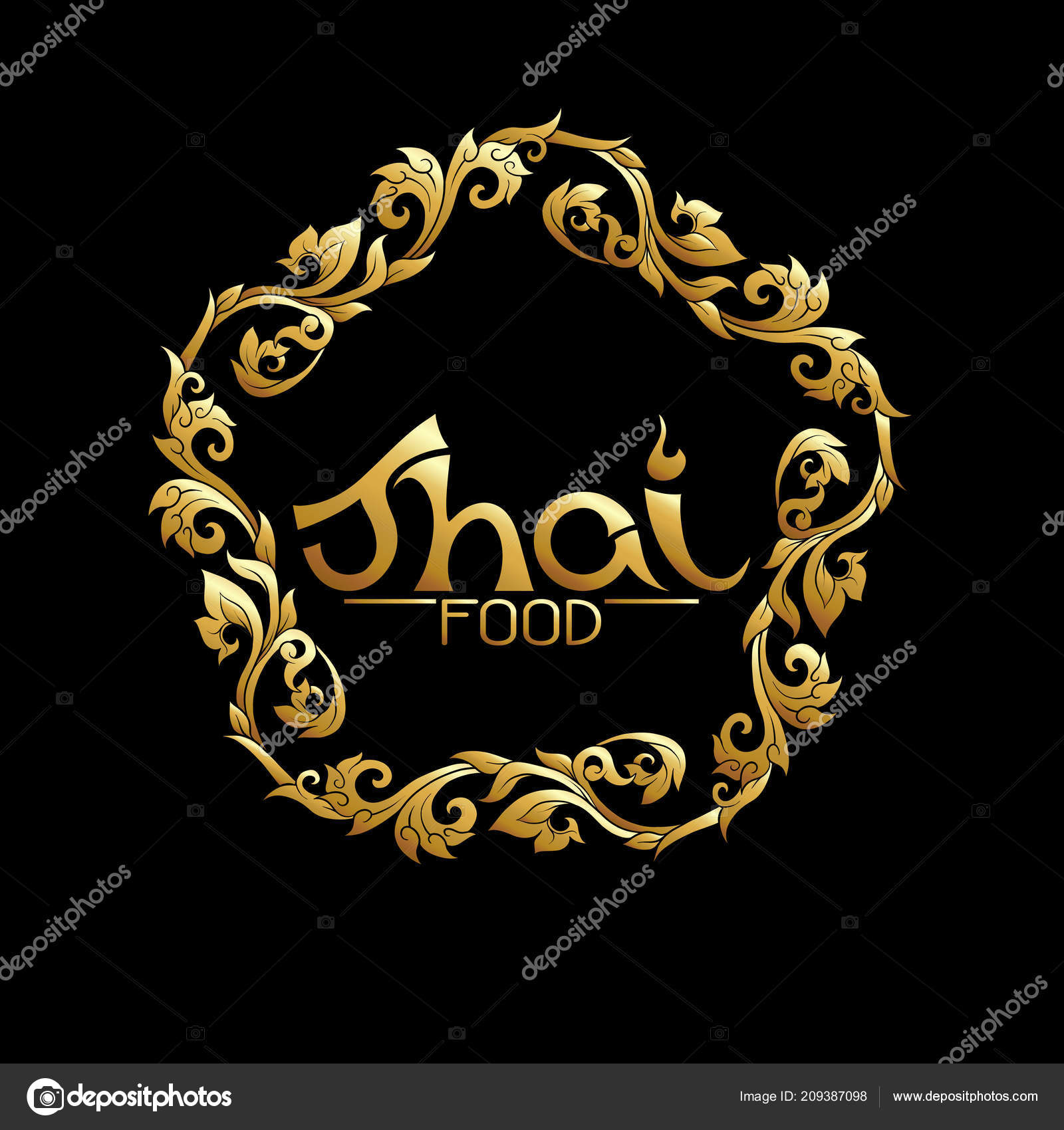 Logo for Thai food, restaurantwith traditional thai ornament, pa Stock ...