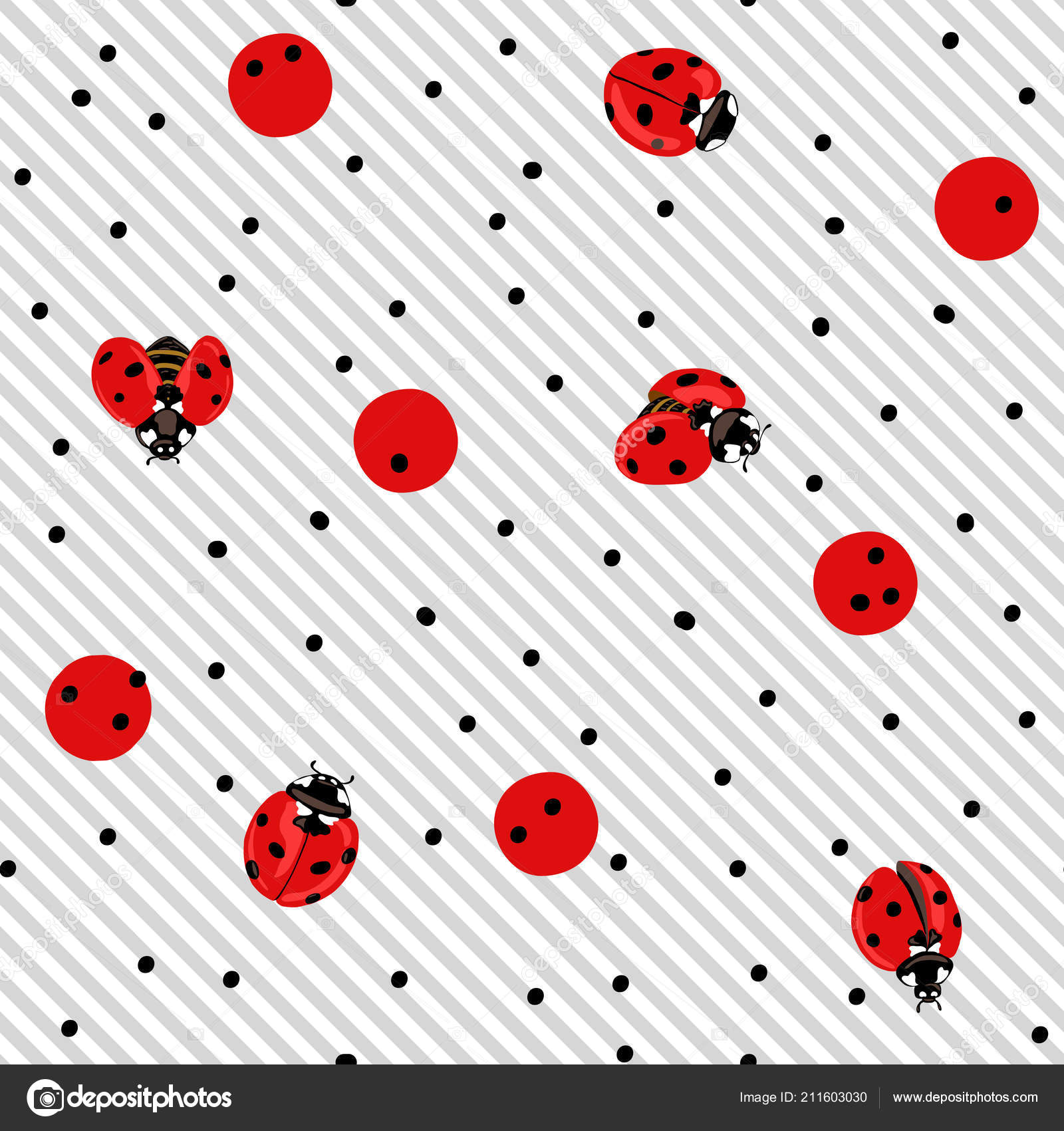 Ladybug seamless pattern, texture background — Stock Vector ...