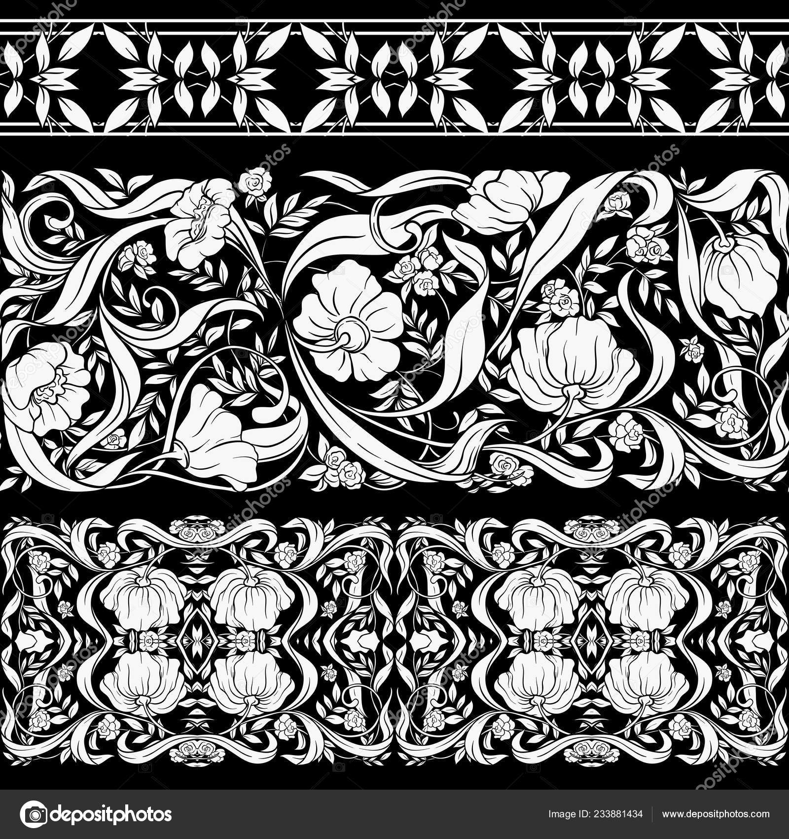 Floral Pattern Art Nouveau Style Vintage Old Retro Style Template Stock ...
