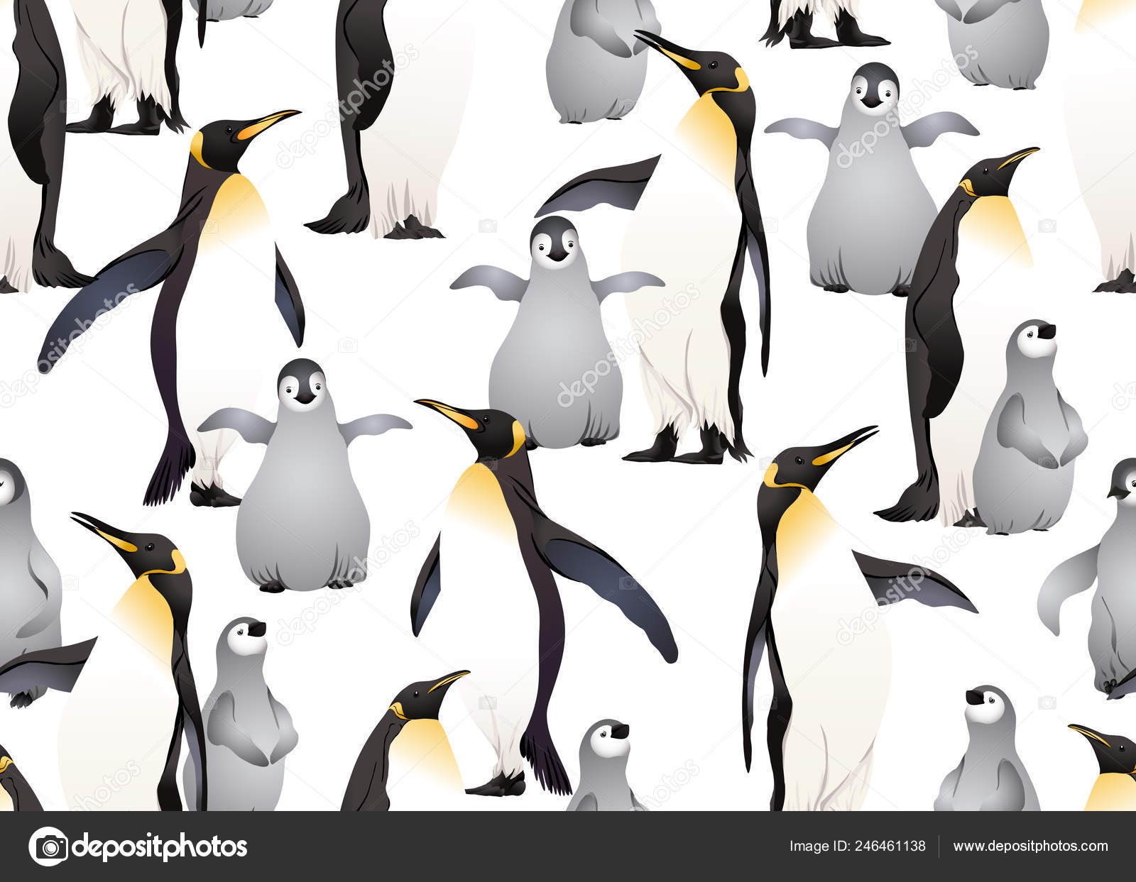 Emperor Penguins Seamless Pattern Vector Illustration Stock Vector by ...