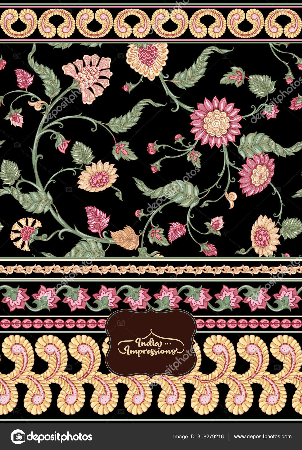 Indian ethnic pattern with flowers. — Stock Vector © ElenaBesedina ...