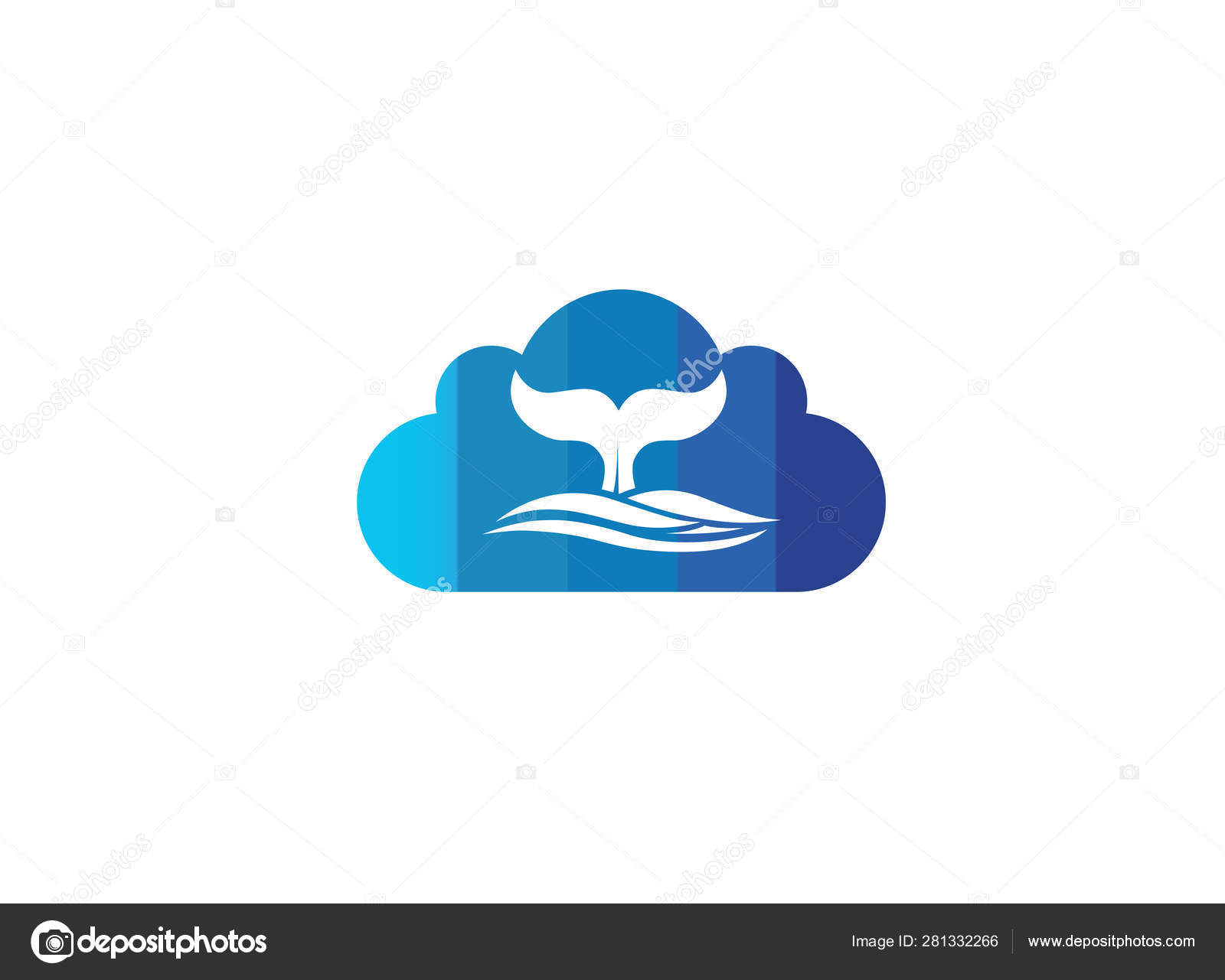 Whale Tale Silhouette Simple Icon Isolated White Background Stock ...