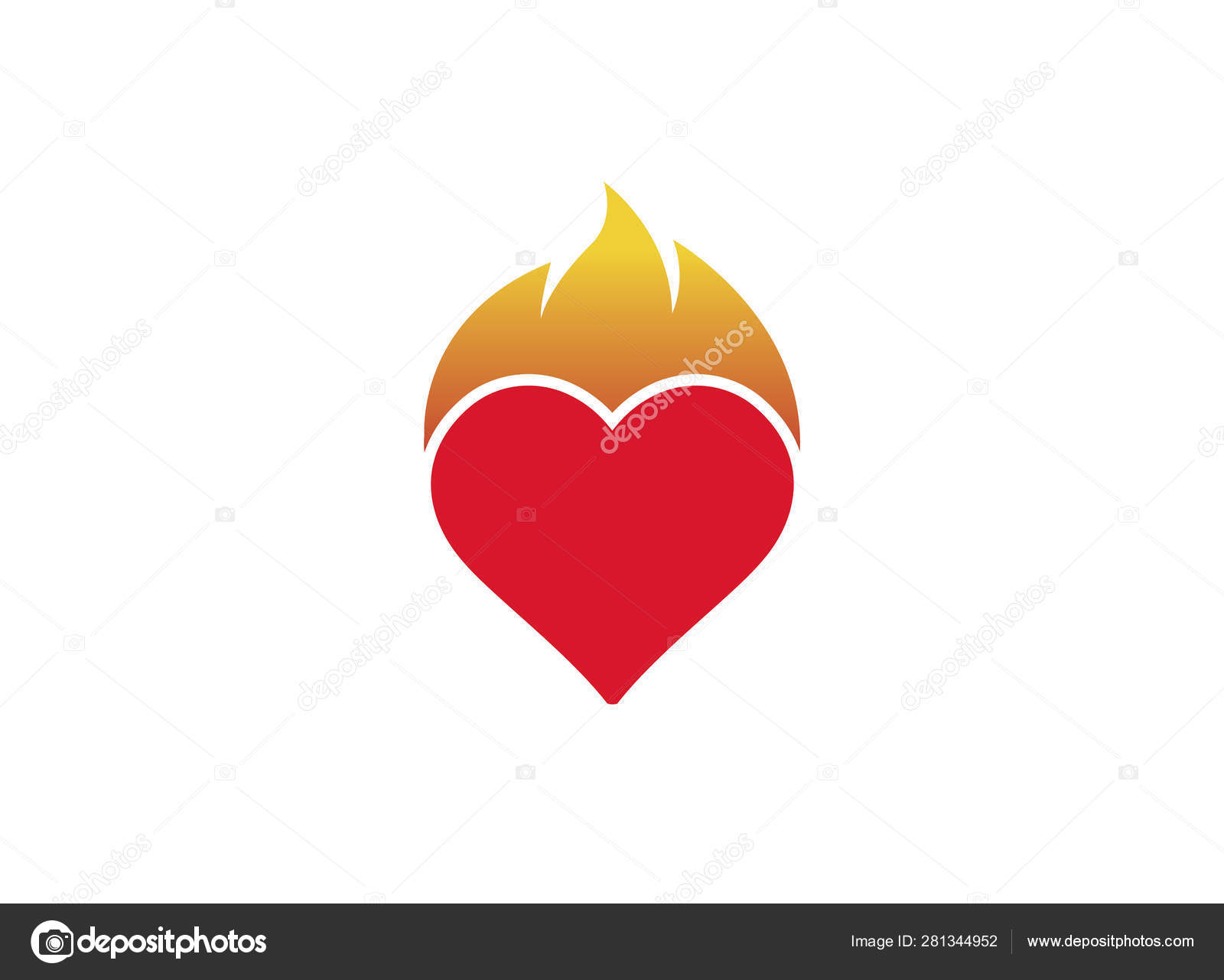 Heart Flame Logo Isolated White Background Stock Vector Image by ...