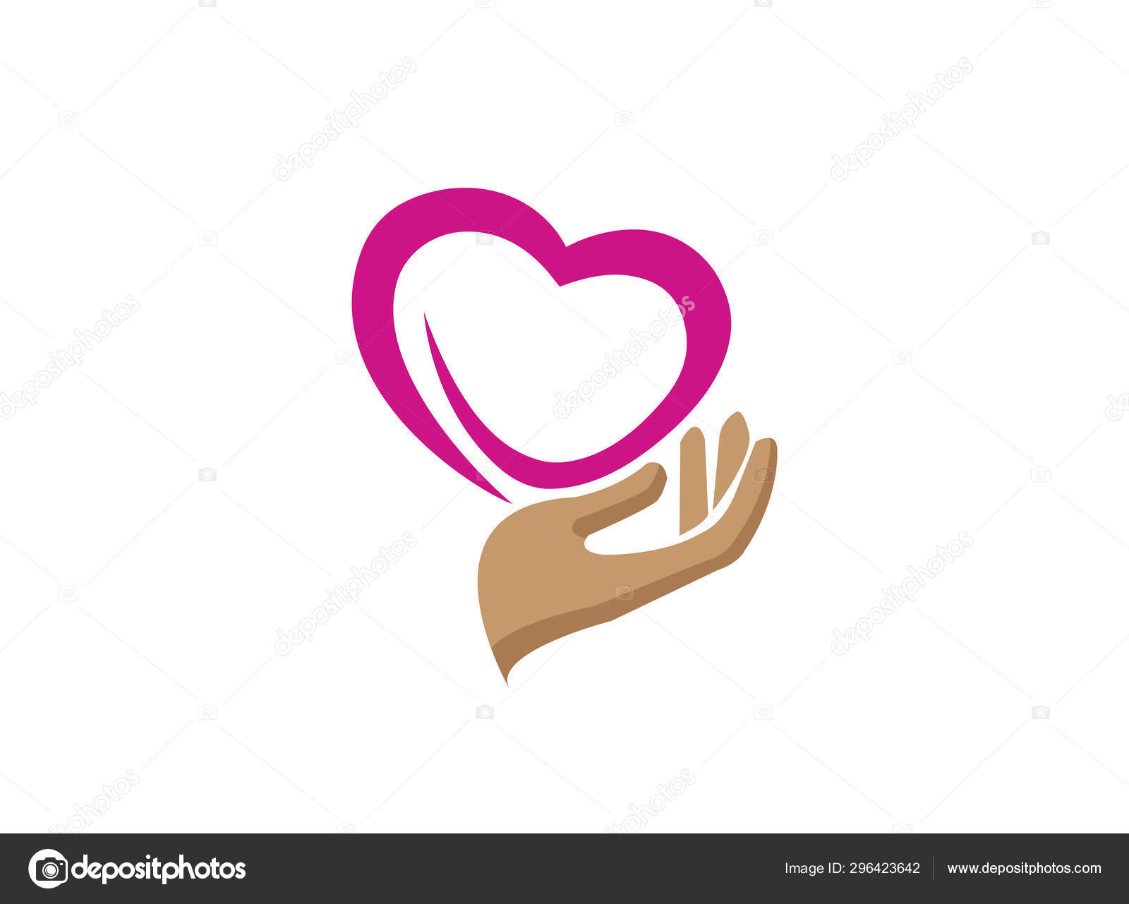 Hand Heart Caring Human Health Logo Design Illustration Vector White ...