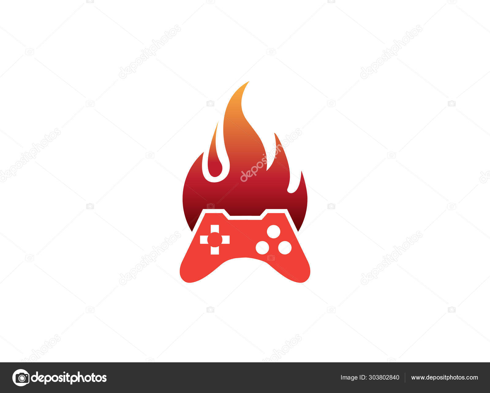 Console Gamer Fire Symbol Vector Logo Design Illustration White ...