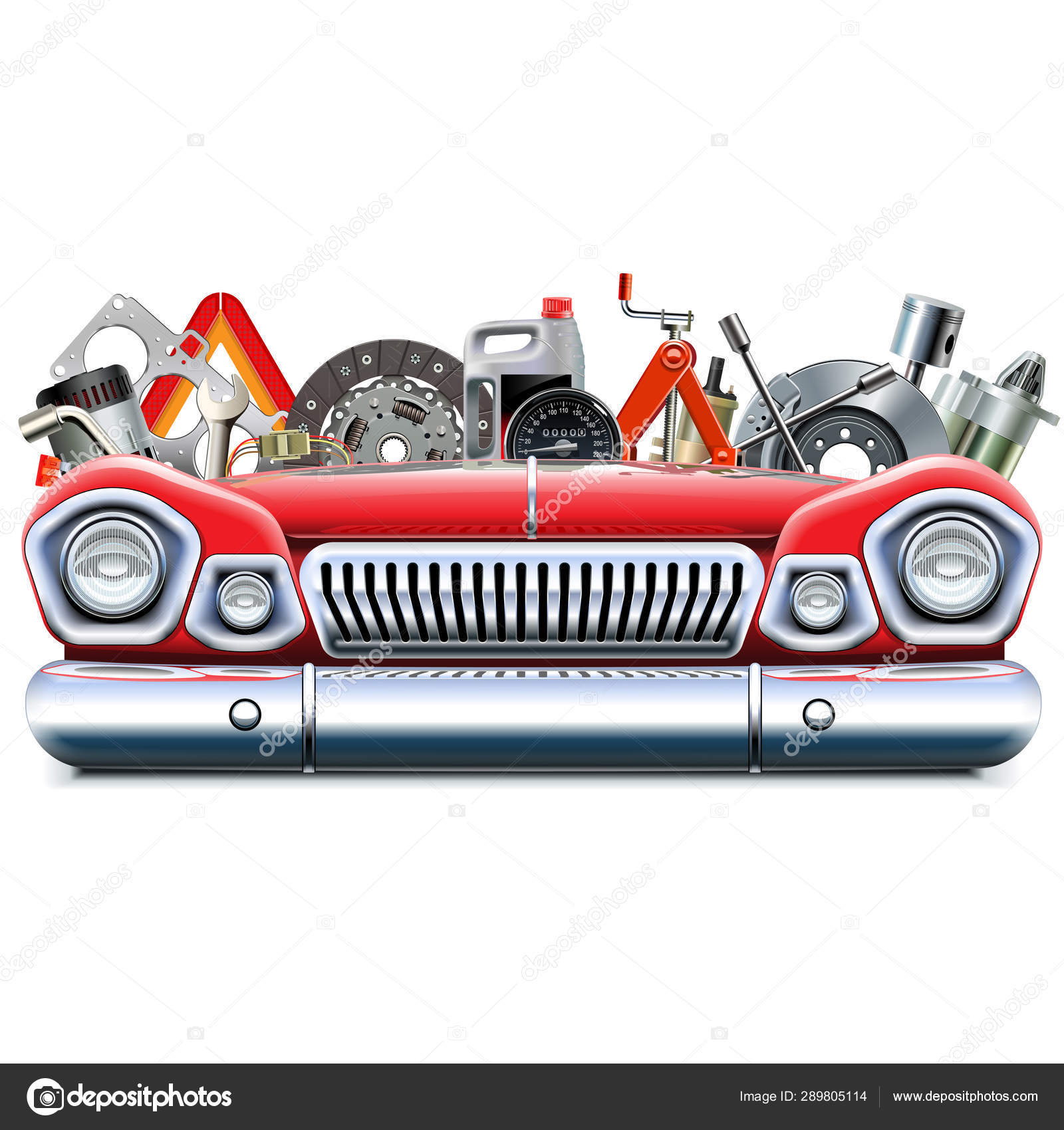 Vector Car Parts with Automotive Front End Stock Vector Image by ...
