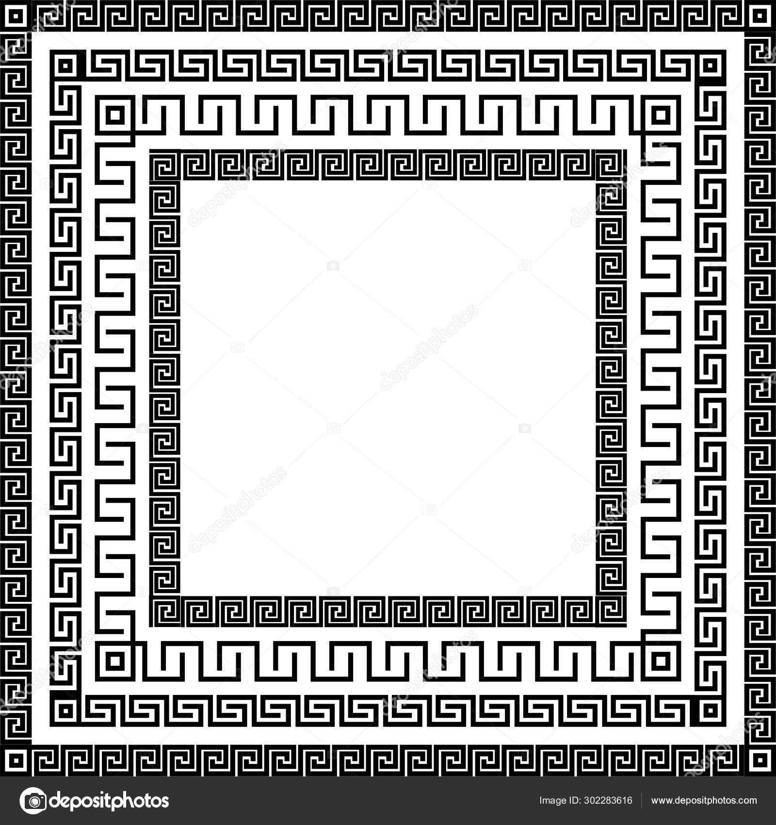 Traditional simple meander. Black and white square frame. Stock Vector ...
