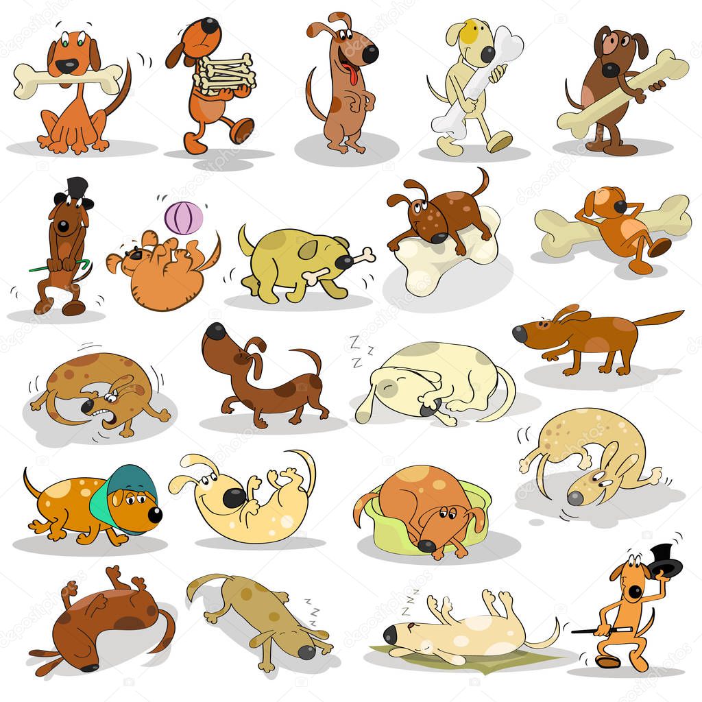 conjunto de perro de dibujos animados, ilustración vectorial. 2022