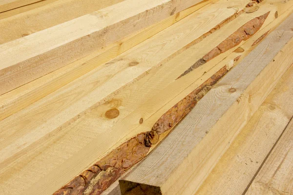 processed boards at a sawmill. Smooth, turned, polished boards at a ...