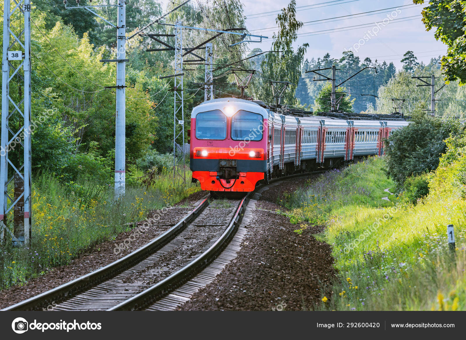 Passenger train moves through countryside, Stock Photo by ©Serjio74b ...