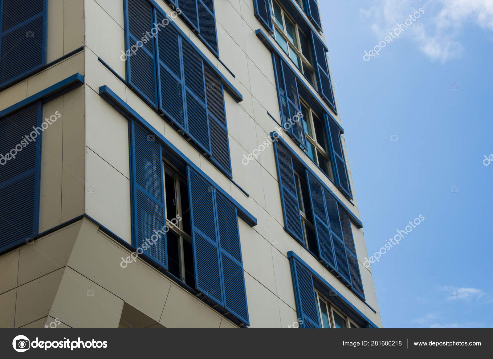 Building architecture blue floors windows — Stock Photo ...