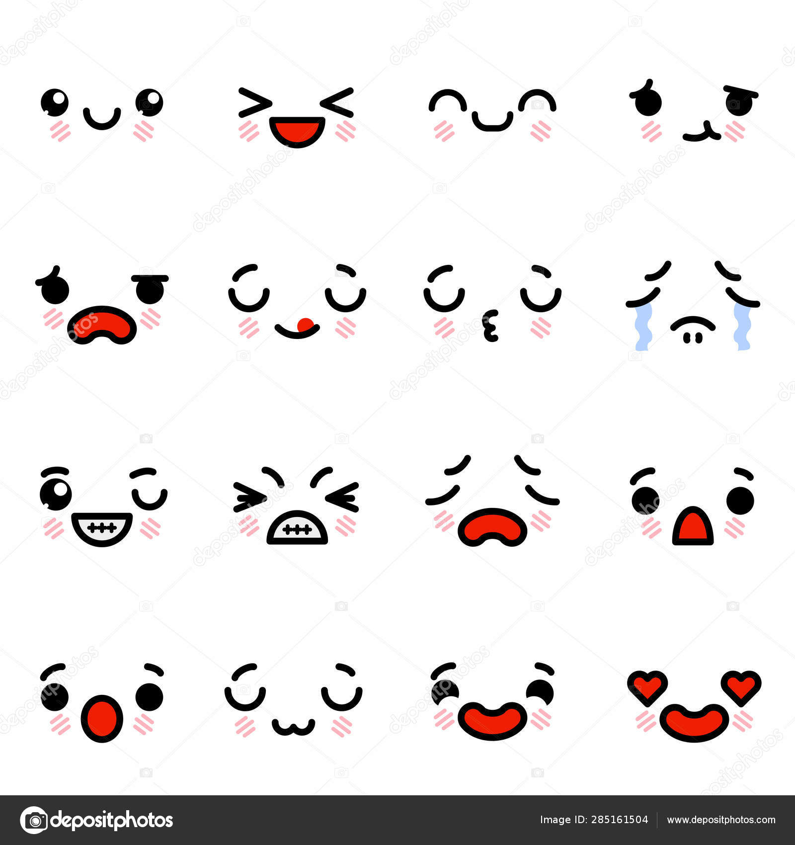 Icon set of emoji emoticons with different emotions Vector illustration ...