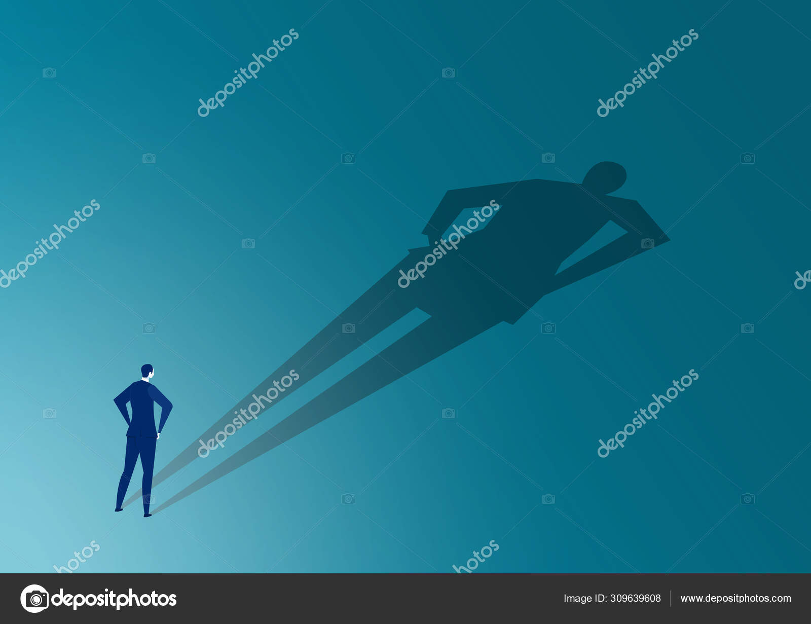 Businessman Looking Big Shadow Himself Concept Vector Stock Vector ...