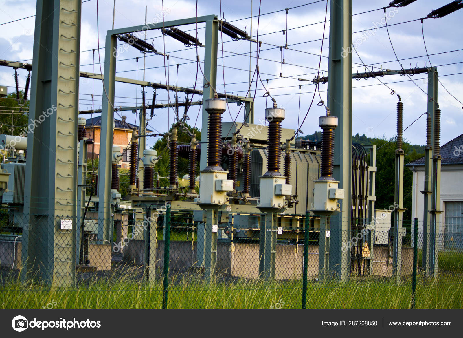 Power transformer in high voltage switchyard in modern electrical ...