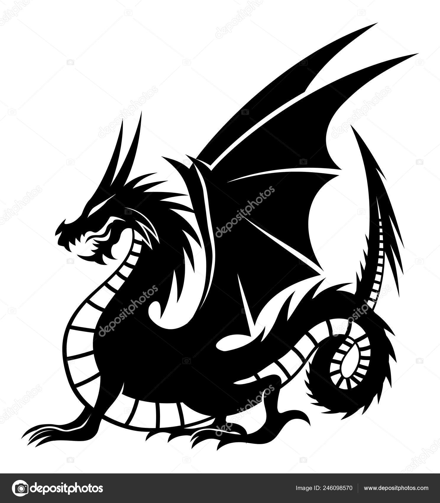 Black Dragon Sign White Background Stock Vector by ©taronin 246098570