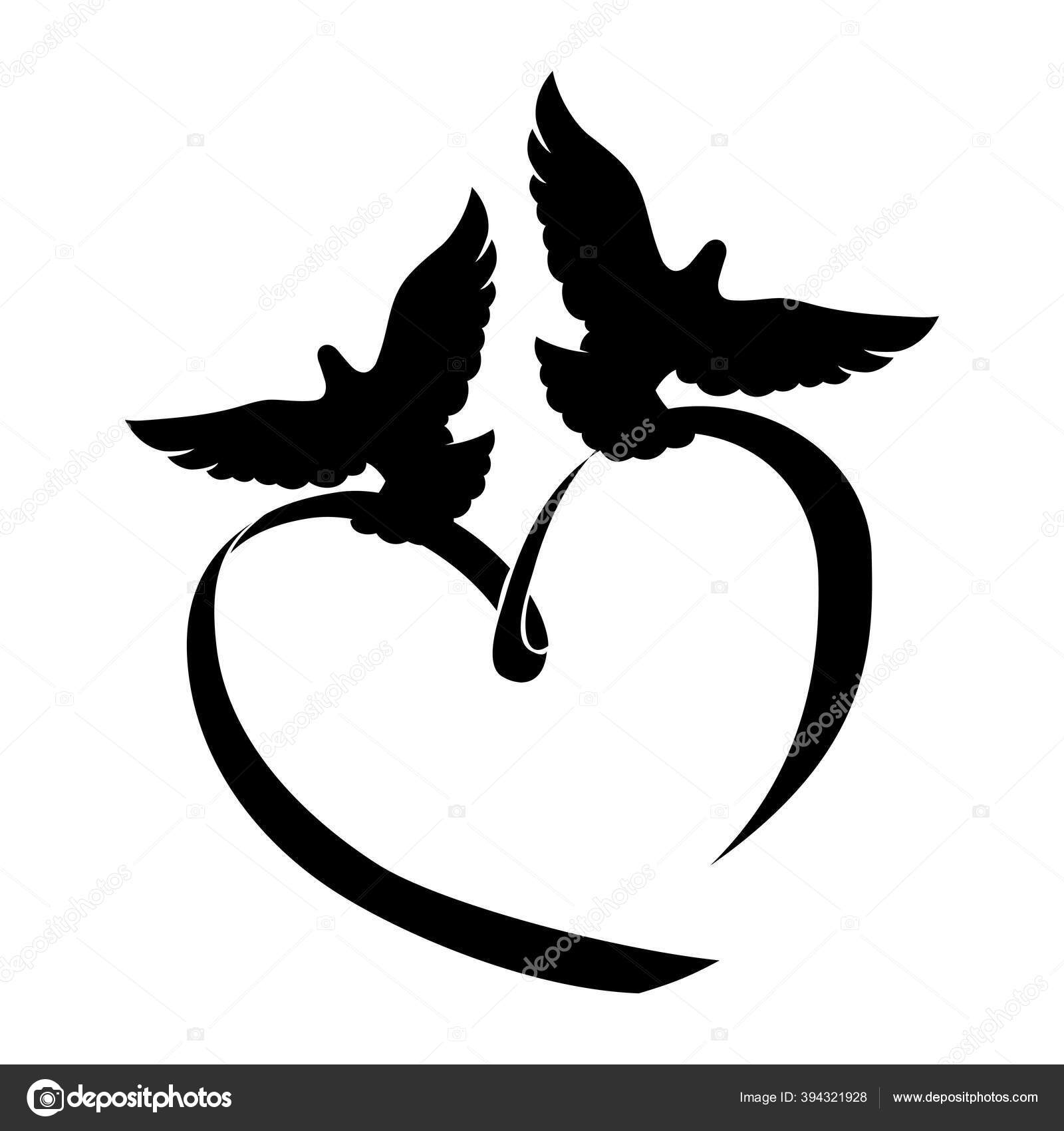 Dos Palomas Corazón Sobre Fondo Blanco Vector de stock #394321928 de ...