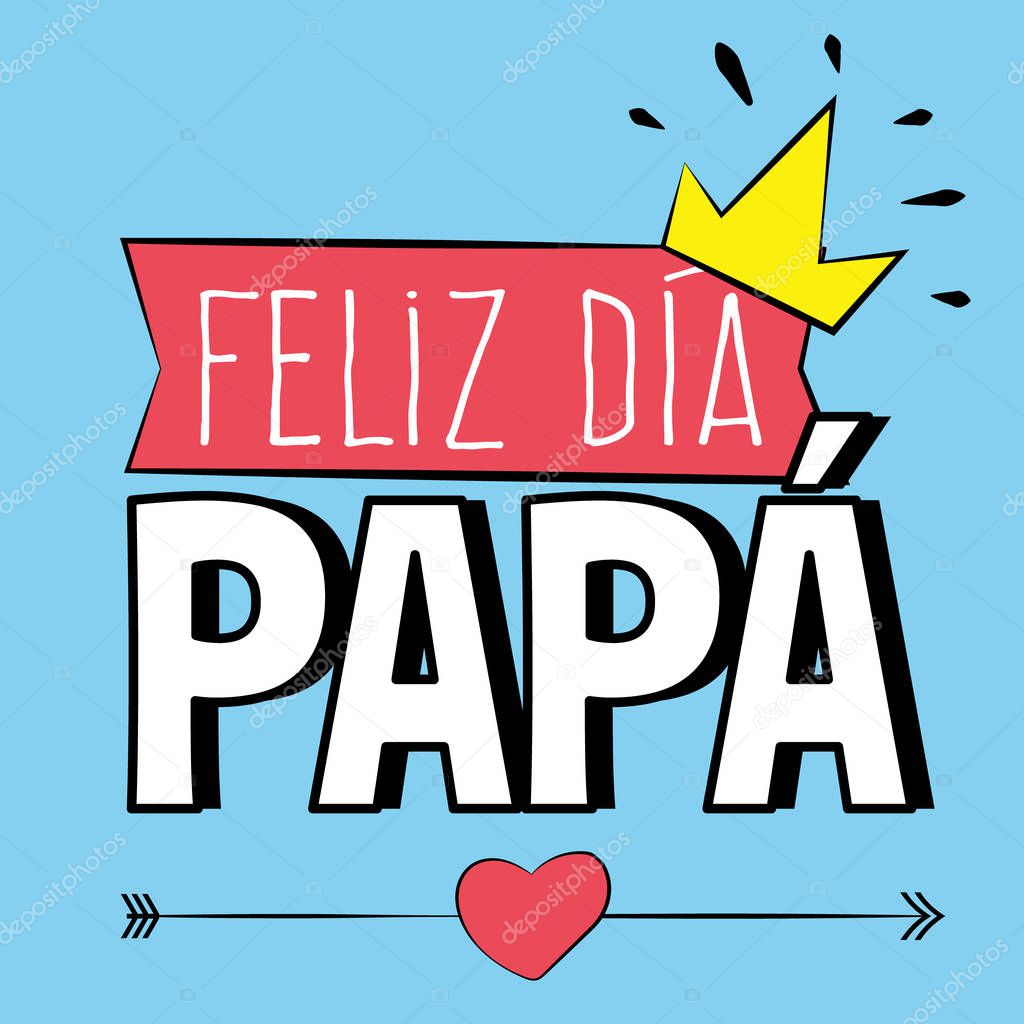 Feliz Día Papá Español Saludo Del Día Los Padres Con Vector de stock ...