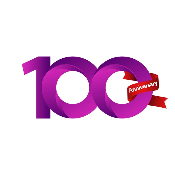 100 Years Anniversary Celebration Purple Ribbon Vector Template Design ...