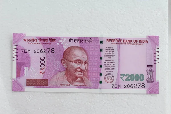 Indian new currency note of rupees 2000 with photo of gandhiji ...