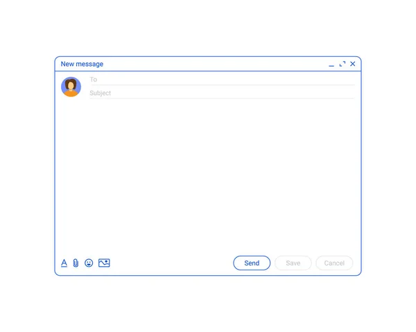 Email window template, new message interface mockup. Computer desktop ...