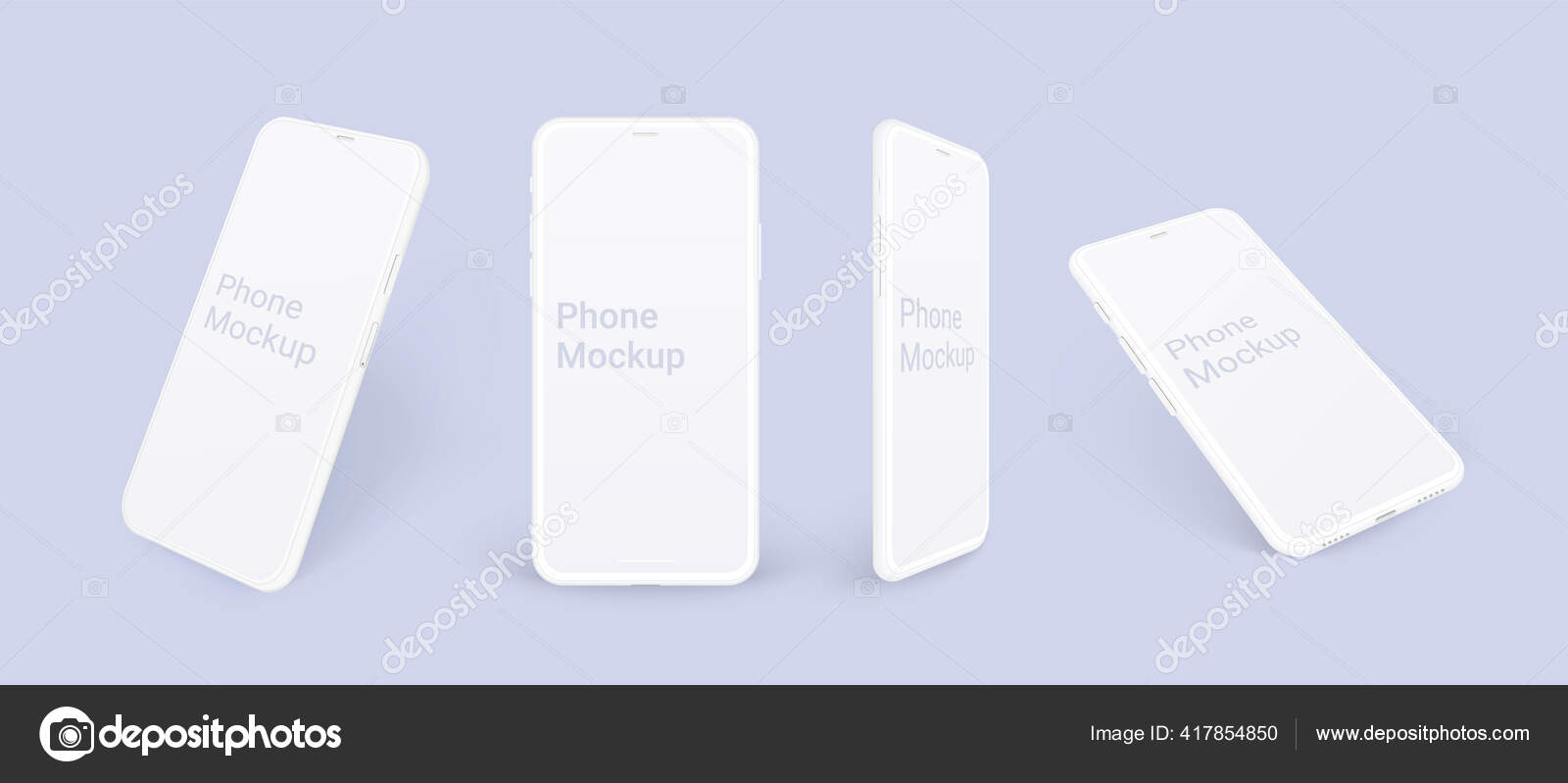 Realistic phone mockup, clay mobile set concept with shadow isolated ...