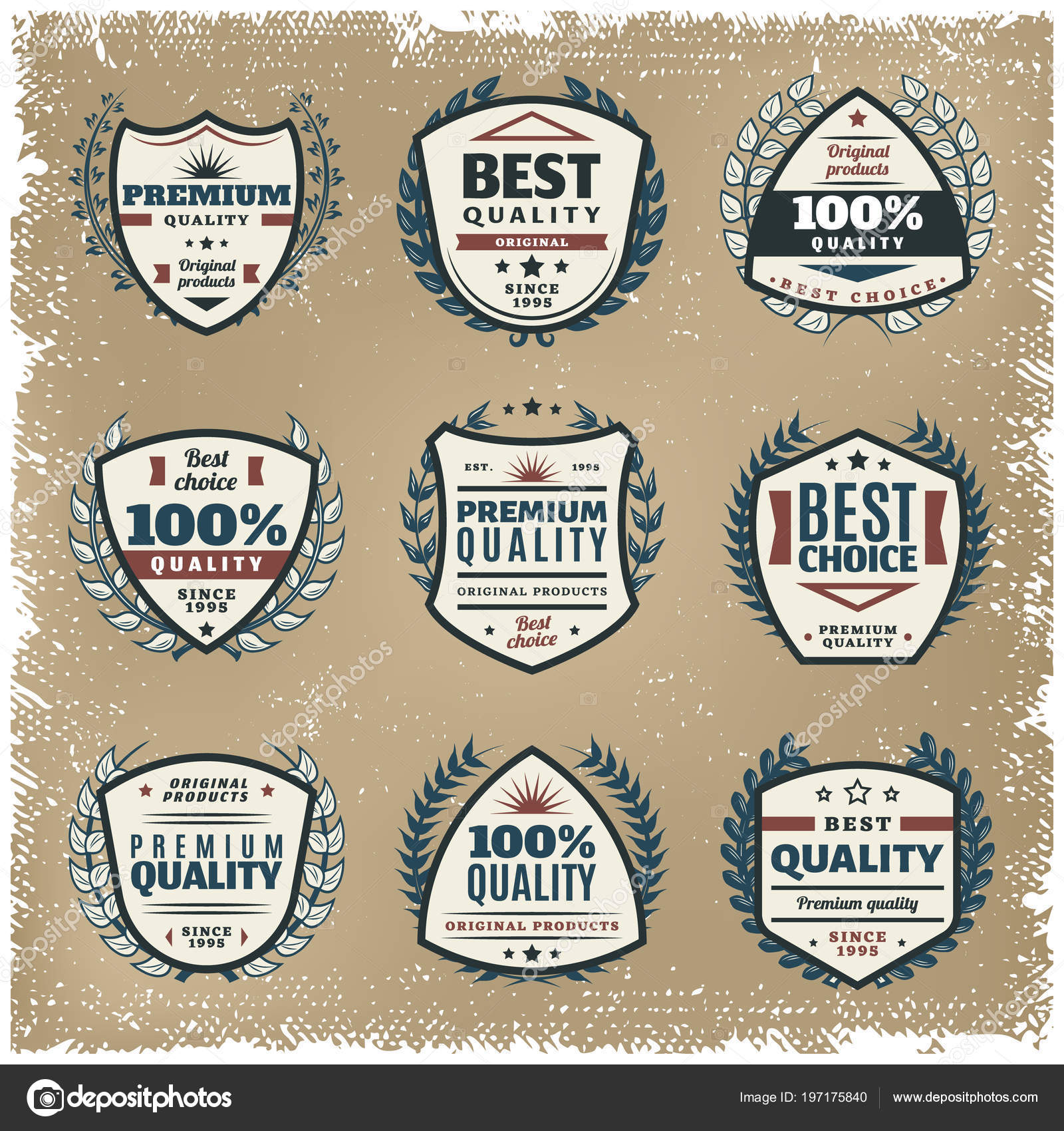 Colored Premium Quality Emblems Set Stock Vector by ©Mogil 197175840