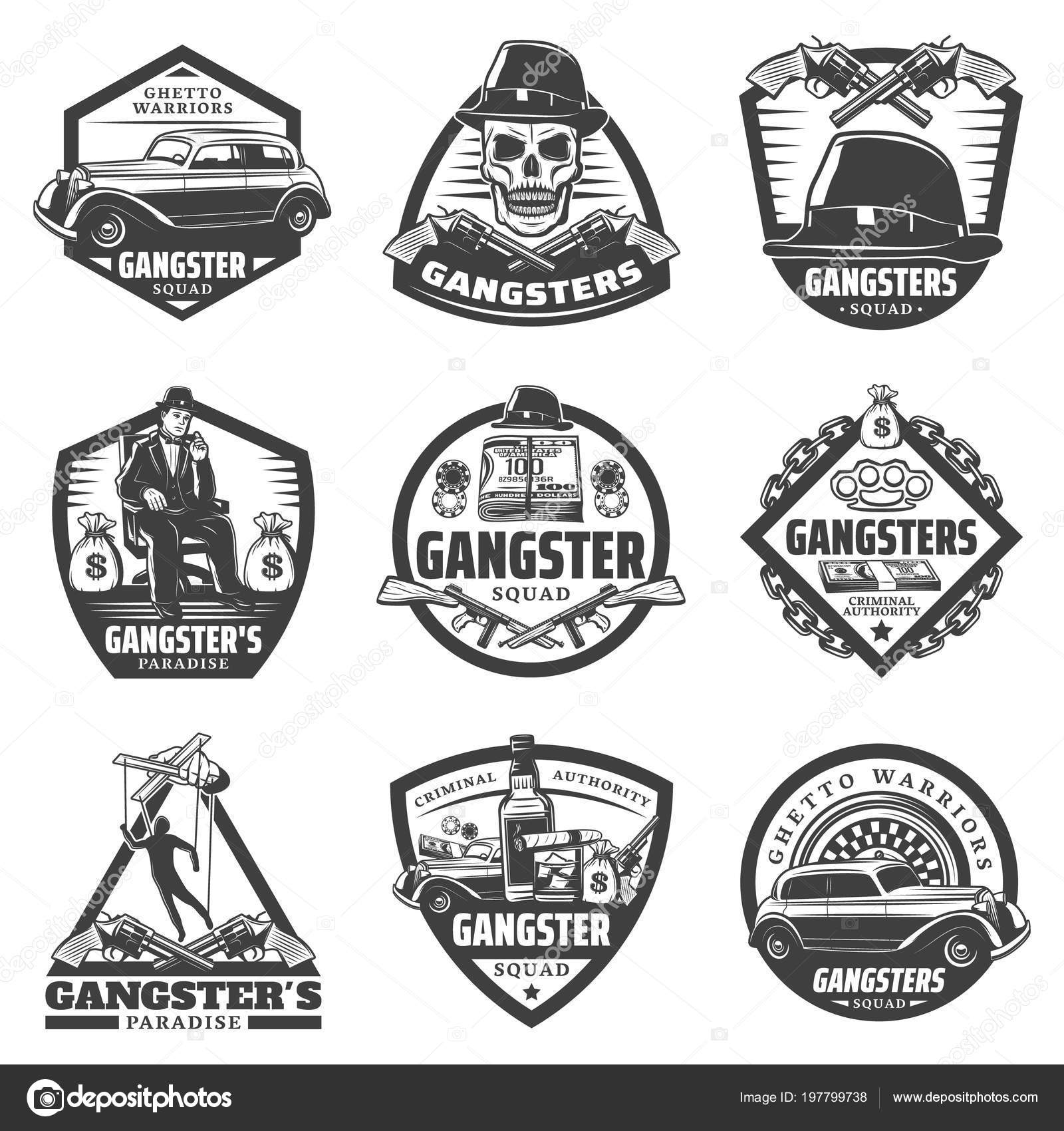 Vintage Gangster Labels Set Stock Vector Image by ©Mogil #197799738