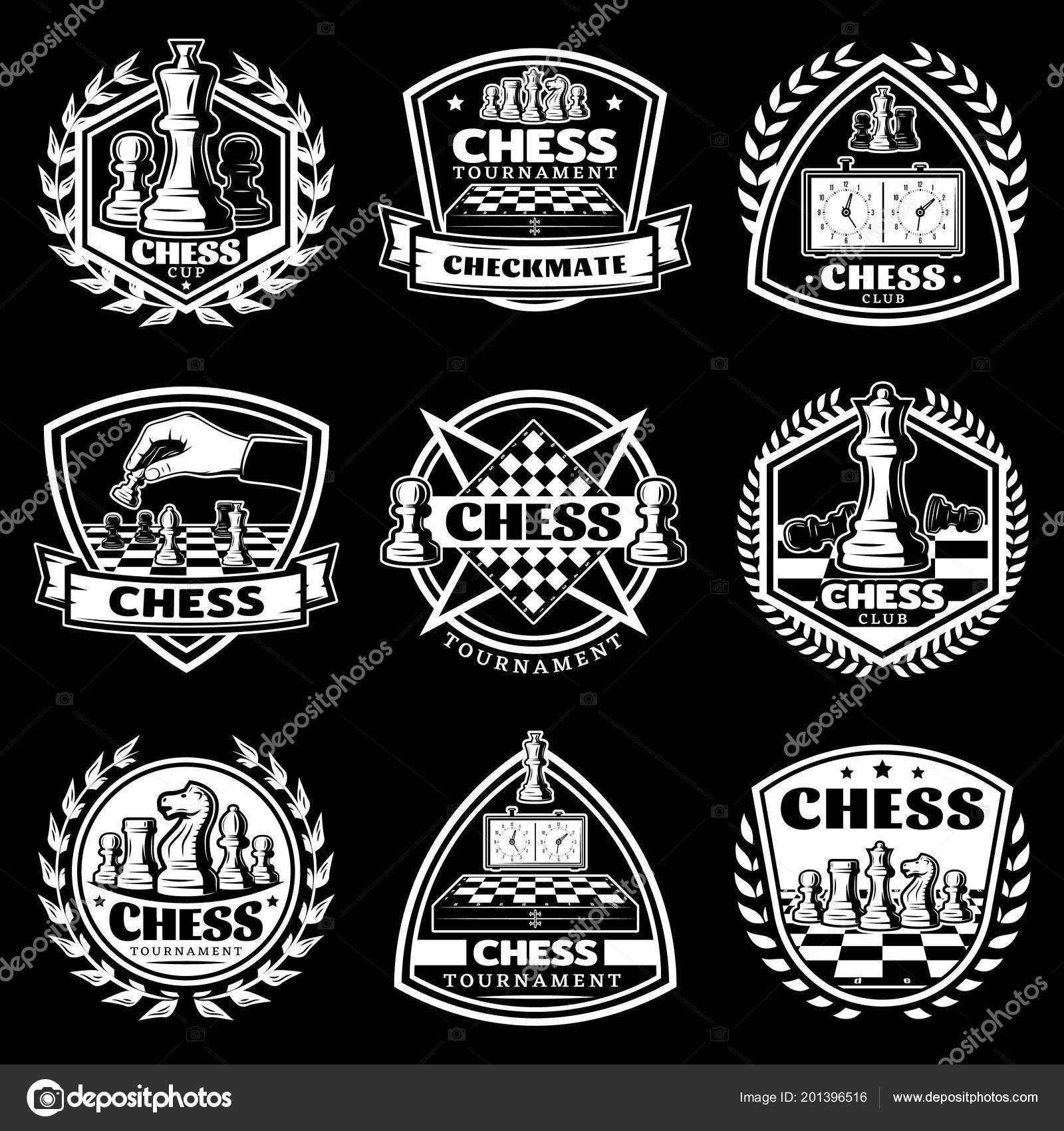 Vintage White Chess Logos Set Stock Vector Image by ©Mogil #201396516