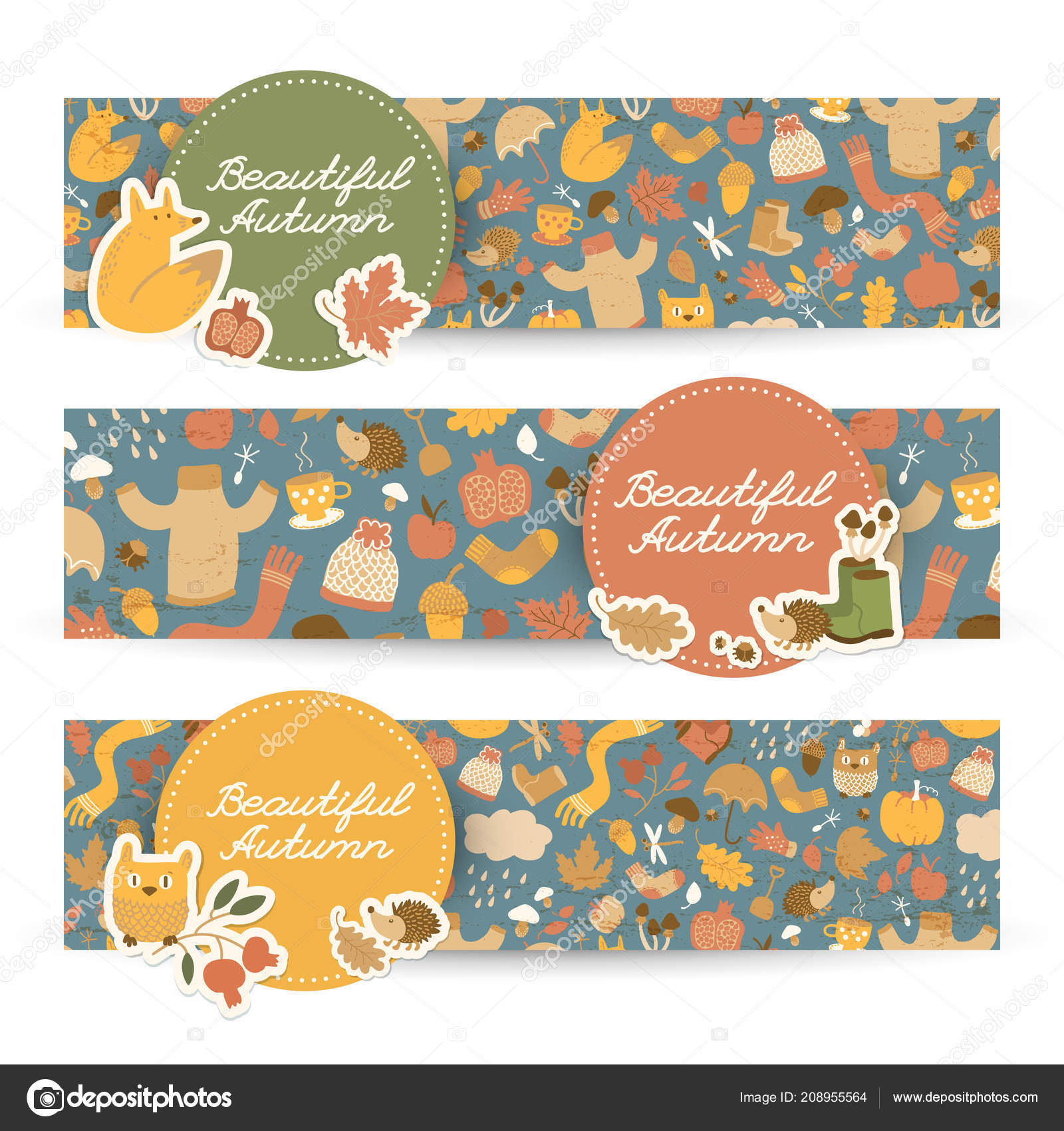Horizontal Autumn Banners Set Stock Vector by ©Mogil 208955564