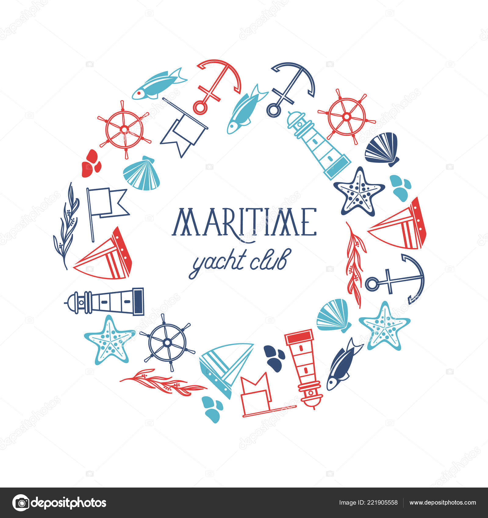 Maritime Yacht Club Round Frame Poster Stock Vector Image by ©Mogil ...