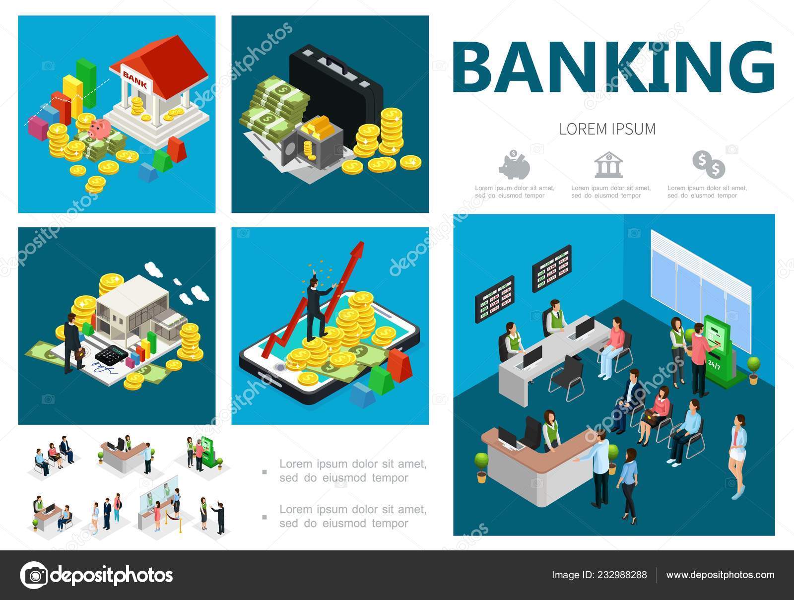 Isometric Bank Infographic Concept Stock Vector by ©Mogil 232988288