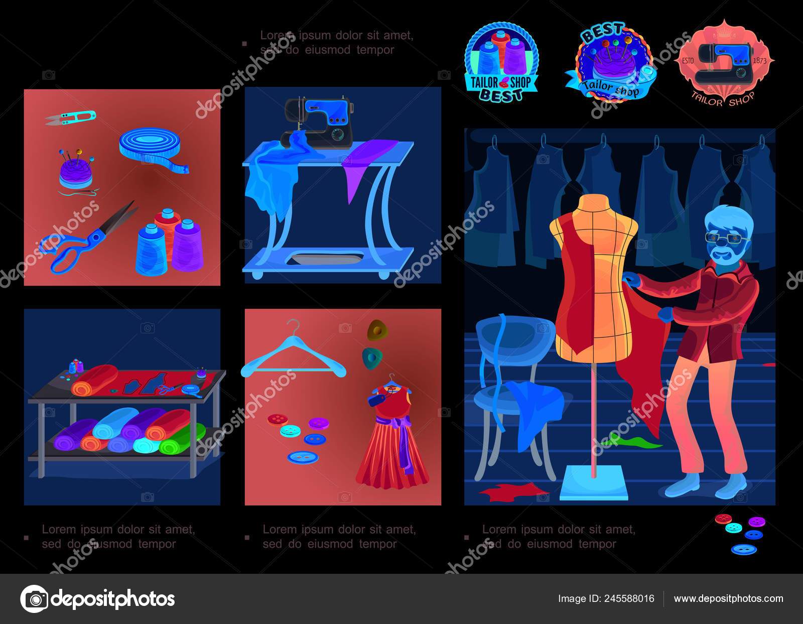 Flat Tailoring Infographic Template Stock Vector Image by ©Mogil #245588016