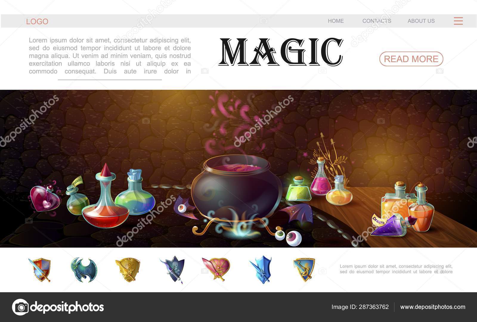 Cartoon Game Magic Elements Website Template Stock Vector by ©Mogil ...