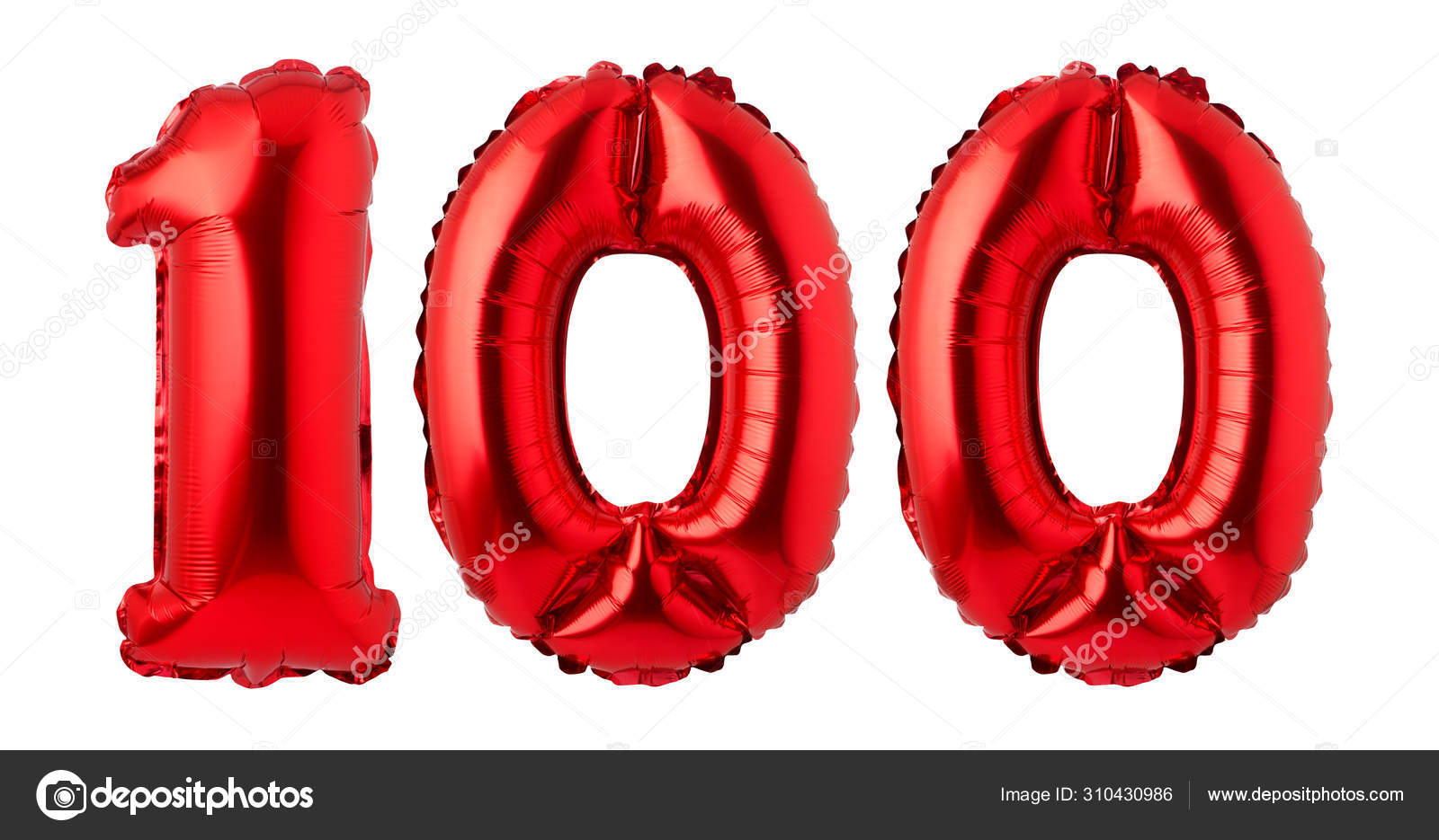 Number 100 Red Balloons Isolated White Background Stock Photo by ...