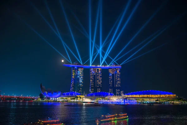 Beautiful Marina Bay Sands Light Show Most Famous Place Popular — Stock Editorial Photo ...