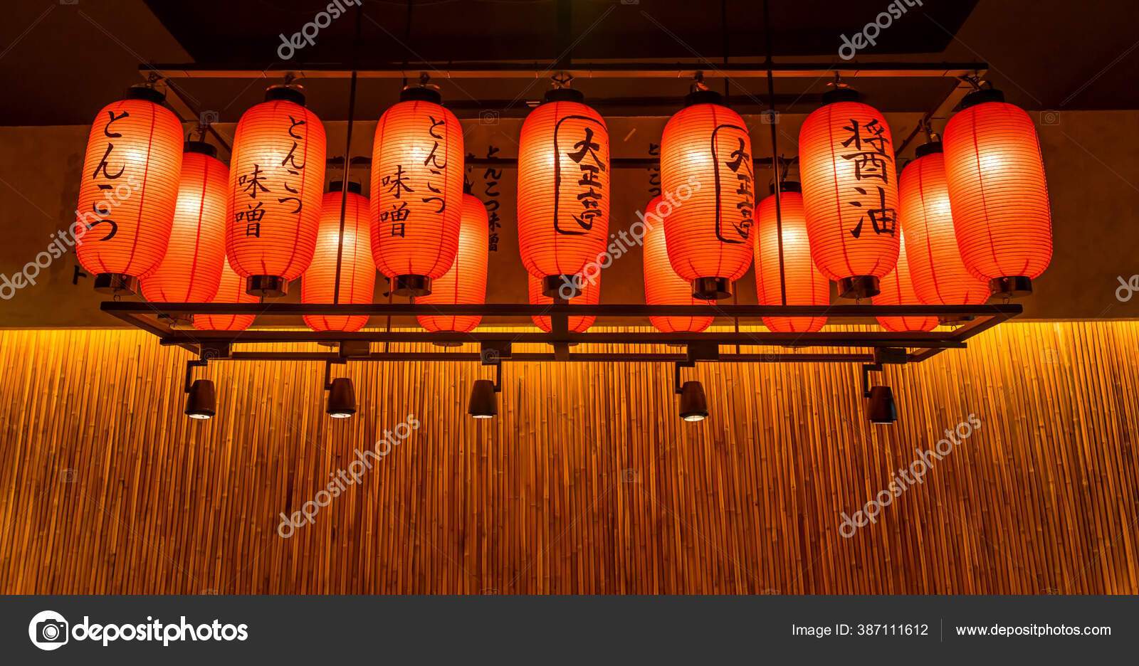 Red Japanese Lamp Food Item Name Decoration Restaurant Interior Modern ...