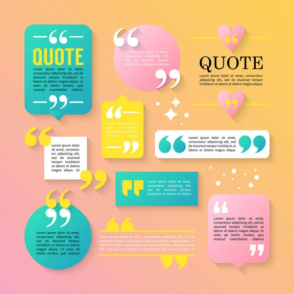 Text quote box and speech bubble templates set. Design elements Stock ...