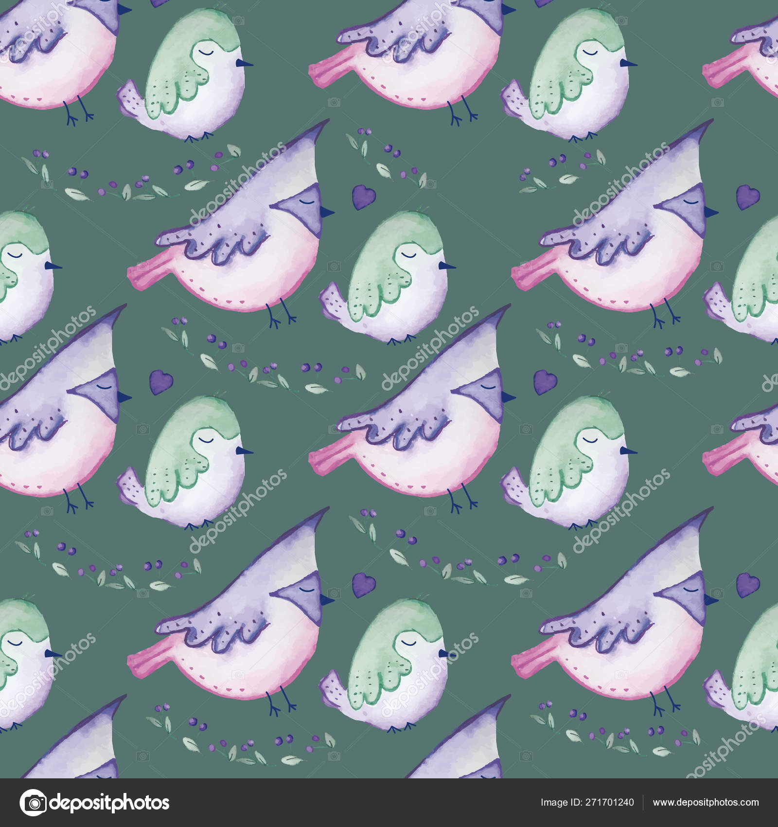 BIRDS SEAMLESS REPEAT PRINT PATTERN TILE Stock Illustration by ...